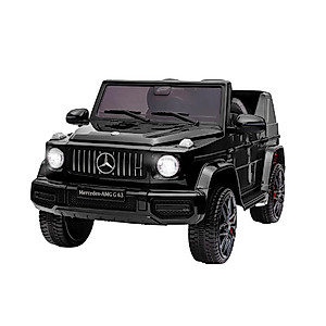 TOBBI Electric Car for Kids, Licensed Mercedes Benz G63 Kids' Electric Vehicle, 12V Kids Ride On Car with Parents Remote Control, Openable Doors/Spring Suspension System/Music's Play/Led Lights-Black