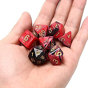 SUWEILE SZSZ 7pcs/Set Acrylic Dice Set Different Shapes Digital Dice for RPG MTG DND Board Game Role Playing Games 0212 (Color : F)