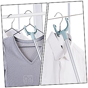 Cabilock retractable clothes rail garment pole retractable clothes pole retractable clothesline rod reach pole stainless steel hooks Home Clothes Rod Aluminum Rod Handle spring wardrobe rod