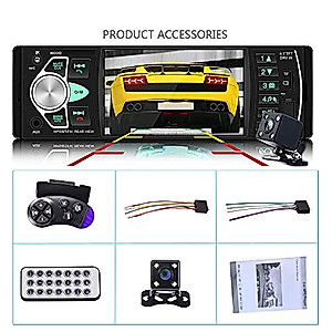 Camecho Single Din Car Stereo Radio 4.1'' Screen Parking Assistance in-Dash Bluetooth USB/SD/FM MP5 Player with Waterproof Night Vision Backup Camera