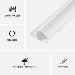 Selens 3.3x6.5ft/1X2m White PVC Backdrop for Photography, PVC Matte Vinyl Seamless Background Non-Reflection for Photo Studio Background Screen Television Video Recording