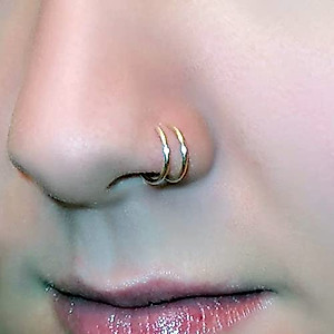 Vitaltyextracts Spiral Nose Ring Hoop For Women - 14K Gold Plated 20 Gauge Double Nose Piercings 6mm 8mm 10mm Nose Piercing kit