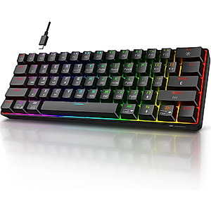 KOORUI Gaming Keyboard 60 percent, Wired Ultra-Compact Mechanical Keyboard 61 Keys,26 RGB Backlit with Blue Switch Mini Keyboards for Windows MacOS Linux-Easy to Carry On Trip