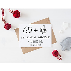 66th Birthday Card - 66 Is Just A Number A Really Big One But Whatever - 66 Year Old Birthday Card - Funny Birthday - Rude 66th Birthday Card - 65 + Middle Finger - Snarky Humor - Funny Adult Card
