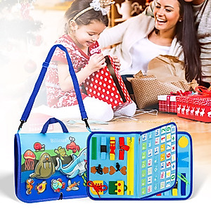 Bilious Busy Board Montessori Toys for Toddlers, Unique Sea Animals Design Activity Board for Boys Girls, Preschool Educational Sensory Board for Fine Motor Skills Travel