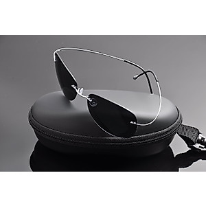De Ding Mens rimless titanium polarized Sunglasses (silver, gray)