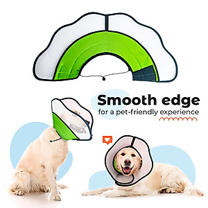 Soft Dog Cone - Adjustable Pet Recovery Cone - Ideal for Post-Surgery Comfort – Adjustable fit Cone for Large and Medium Dogs (Size L Green)