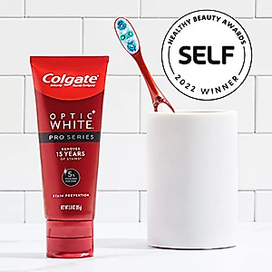Colgate Optic White Pro Series Whitening Toothpaste with 5% Hydrogen Peroxide, Stain Prevention, 3 oz Tube, 2 Pack