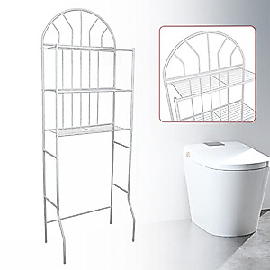 QUEMARQUE 3-Tier Over The Toilet Storage Rack Shelves Bathroom Frame Shelf Organizer Stand for Home Bathroom, White