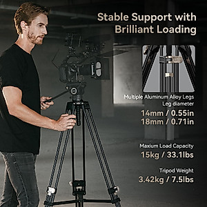 SmallRig AD-80 FreeBlazer Heavy-Duty Tripod, 71" Video Tripod with 75mm Bowl Adapter,One-Step Height Adjustment, Load up to 33lbs, Professional Tripod for DSLR, Camera, Camcorder - 4164