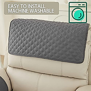 EXTLEZSA Sofa Armrest Cover, Headrest Cover for Recliner Chair Arm Cover,Armchair Slipcover Nonslip Quilted Furniture Protector for Pets Leather Sofa Couch (Dark Gray,1 Person (Set of 3))