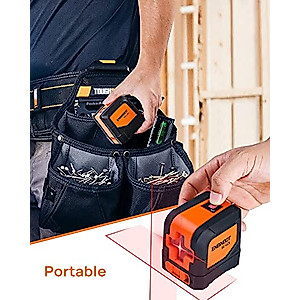 ENGiNDOT Self Leveling Laser Level 50ft, Cross Line Laser with Quick Self Leveling,360°Magnetic Mounting Plate, Zippered Pouch, Battery Included, for Tiling and Aligning