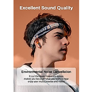 Wireless Earbuds, Bluetooth 5.2 Earbuds 30H Playtime Bluetooth Headphones with Charging Case True Wireless Earbuds with Microphone, Bluetooth Headphones for Sport Working Running Fitness (Orange)