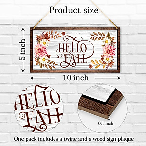 Maple Leaf Floral Hello Fall Welcome Hanging Sign Wooden Home Decor Plaque, Outdoor Indoor Wood hanging Sign for Thanksgiving, Autumn Harvest Wooden Front Door Sign Wall Porch Farmhouse Decor -34