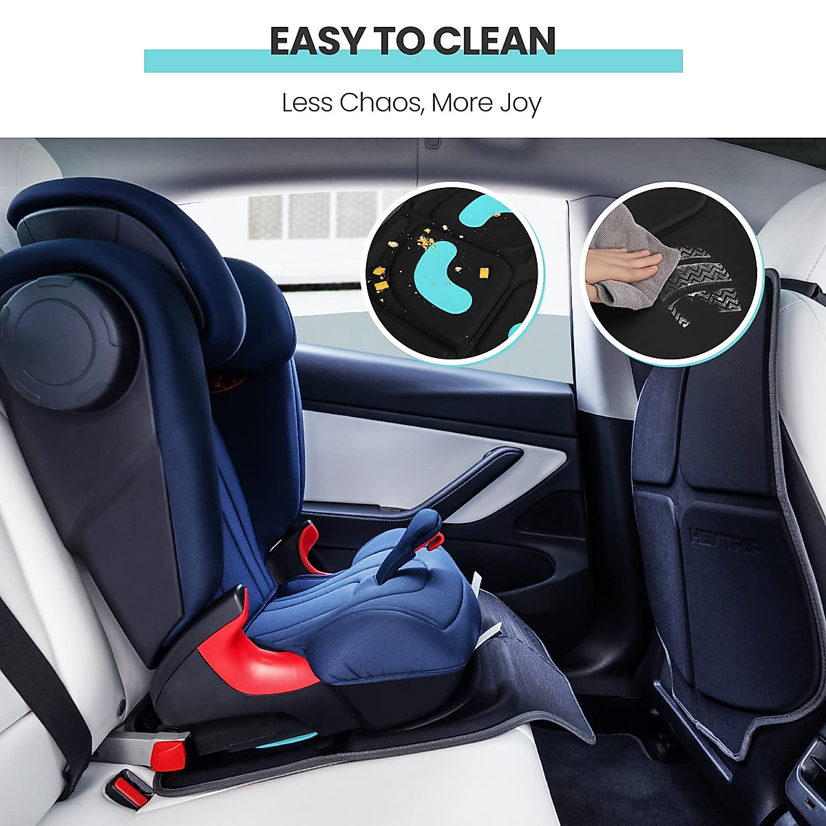 HEYTRIP Car Seat Protector, 2 Packs, Rear-Facing/Forward Facing Car Seat Mat for 0~12 Years Old Children, Waterproof, Easy Cleanup, Non-Slip, Fit Most Car Seats(Black Blue)