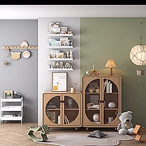 Kids' Bookshelf Set of 4 - White Floating Nursery Book Shelves, Picture Ledge Shelf for Wall Decor and Storage - Perfect for Books, Toys, Photo Frames, and Nursery Décor