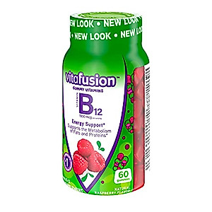 Vitafusion B12 Gummy Vitamins, Delicious Raspberry Flavor, 60ct (30 Day Supply)