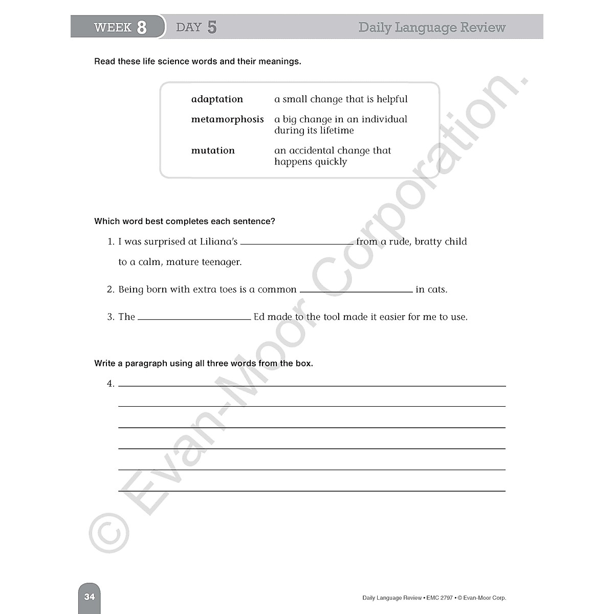 Evan-Moor Daily Language Review, Grade 7 Actvities Homeschooling & Classroom Resource Workbook, Reproducible Worksheets, Teacher Edition, Daily Practice, Skills Assessment, Grammar, Punctuation