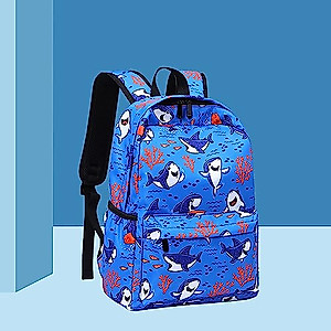 YUNYINIE 16 inch Shark School Backpack for Boys, Back to School Supplies Birthday Gifts for Kids for Preschool, Kindergarten