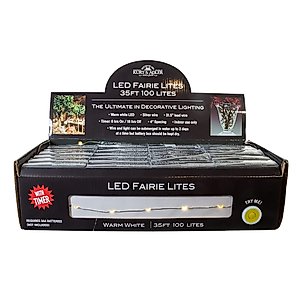 Kurt S. Adler 100-Light Battery Operated Warm White Twinkle Fairy Silver Wire Lights, 35.6-feet long