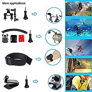 Suptig Accessories Kit Compatible for Gopro Hero 11 Hero 10 Hero 9 Hero 8 Hero 7/6/5/4/3/3+/2/1/Session Gopro Max Gopro Fusion DJI Osmo, Insta360 and AKASO Action Camera Accessories
