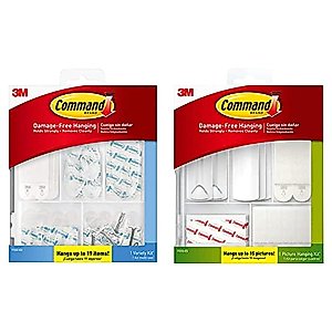 Command Clear Variety Kit, Hooks and Strips to Hang Up to 19 Items, Organize Damage-Free & Picture Hanging Kit, Indoor Use, Hangs up to 15 Pictures