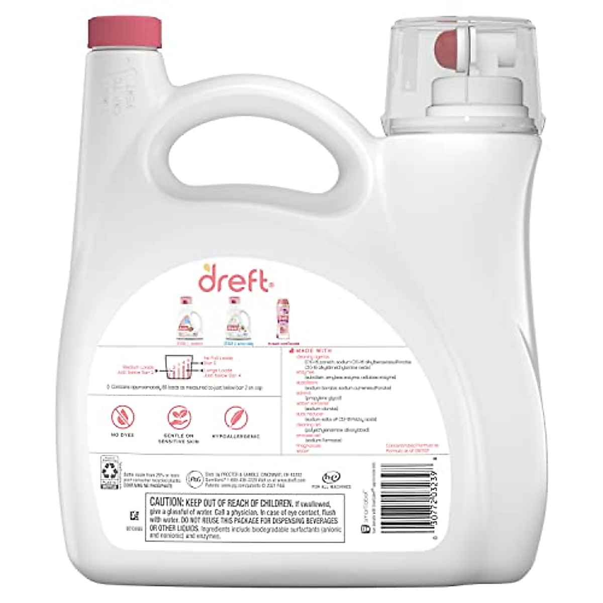 Dreft Stage 2: Active Baby Liquid Laundry Detergent, 89 Loads, 128 Fl Oz, Helps Remove 99% Of Baby Food Stains