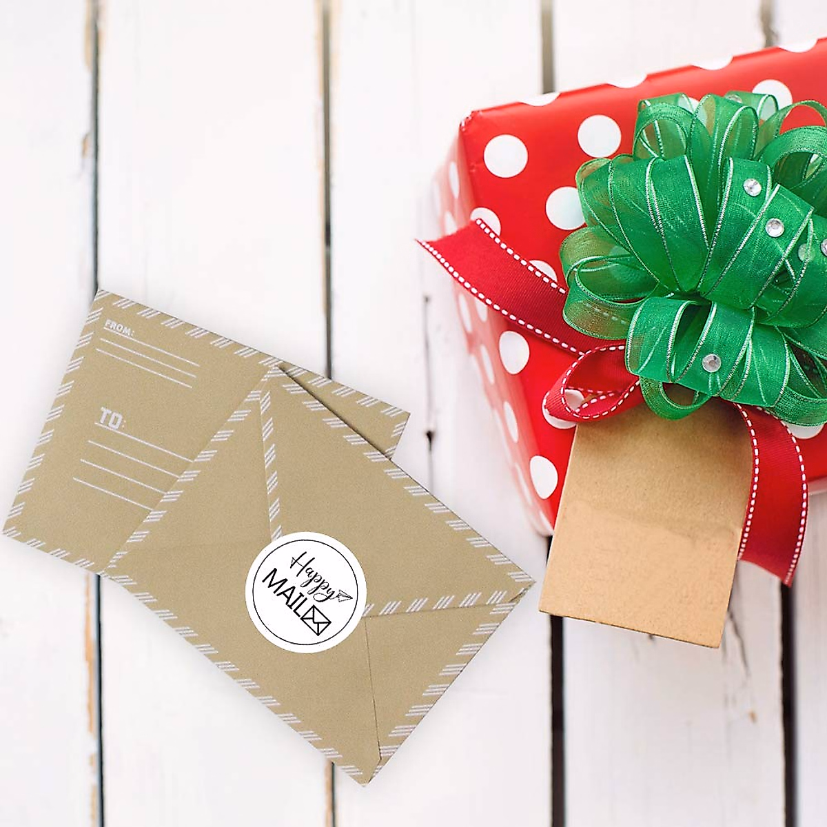 1.5 Inch Happy Mail Stickers,Packing Stickers,Envelope Sealing Stickers for Small Business,500 Pcs/Roll