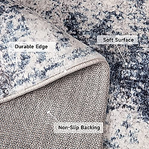 Oriannal Area Rugs for Living Room: 5x7 Indoor Abstract Soft Fluffy Rugs Shaggy Large Rugs for Bedroom Dining Room Home Office Nursery Decor Under Dining Table Washable- Blue/Gray