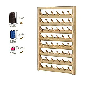 NW 48-Spools Wooden Thread Holder Sewing and Embroidery Thread Rack and Organizer Thread Rack for Sewing with Hanging Hooks for Wall