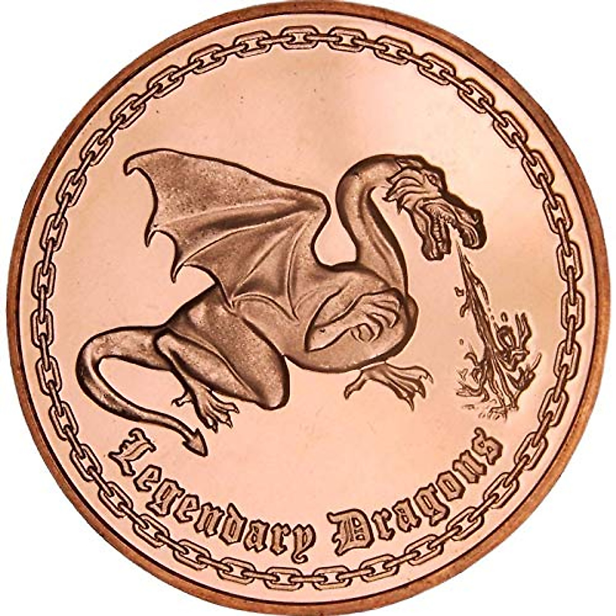 Private Mint 1 oz .999 Pure Copper Round/Challenge Coin (Legendary Dragons)