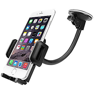 Upgraded Car Phone Holder Mount Windshield & Dashboard Mount, Long Arm Cell Phone Holder with Strong Suction Cup