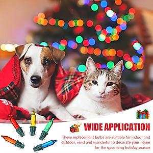 Mudder 50 Pcs Replacement Mini Light Bulbs Christmas Tree 2.5 V Incandescent String Light Bulbs Glass Lights with Base Indoor Outdoor Xmas Decor, 0.17 Ampere, 0.425 Watt (Blue,Red,Orange,Green,Yellow)