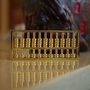 Brass Statu BRABUD Mini Copper Abacus Decoration Chinese Calculator Math Calculating Tool for Kids Adult Collection WQ018