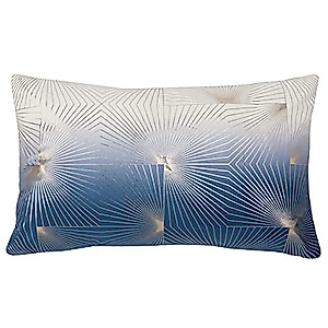 Safavieh Home Collection Loran Art Deco 12 x 20-inch Navy/Grey Decorative Accent Pillow PLS7145B-1220, 12"x22"