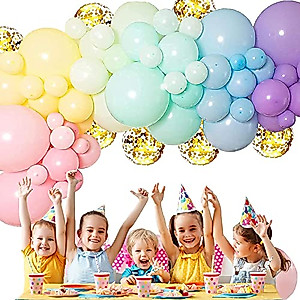 EUOPHYM 112 Pcs Pastel Balloon Garland Kit, Balloon Arch Kit,5'' 18'' Macaron Easter Balloon Garland Decorations Magical Rainbow Balloon Wedding Birthday Anniversary Mermaid Party Graduation Wedding