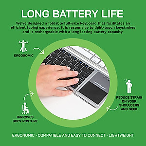 obVus Solutions - minder Foldable Keyboard Bluetooth with Trackpad – Wireless Portable Full-Size Travel Keyboard with Touchpad for Laptop, Tablets, and Phones