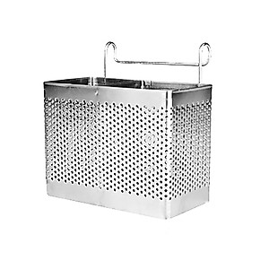 TOPINCN Kitchen Utensil Storage Holder, Stainless Steel Utensil Container Hanging Mesh Utensil Drying Rack Fork Chopsticks Storage Organizer Tableware Dinner Service Holder Cutlery Rack (Double Grid)