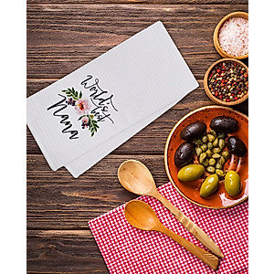 UINHMOP 16''x24'' World’s Best Nana Floral Soft and Absorbent Kitchen Towels Dishcloths Hand Towels,Grandma Appreciation Decorative Dish Towels for Kitchen,Grandma Nana Birthday