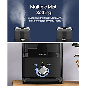 raydrop Humidifiers for Bedroom (6.5L), Ultrasonic Cool Mist Humidifiers for Large Room, Home, Plant, Quiet Air Vaporizer with Night Light, Easy to Clean, 42h Work Time, Auto Shut-Off (Black)