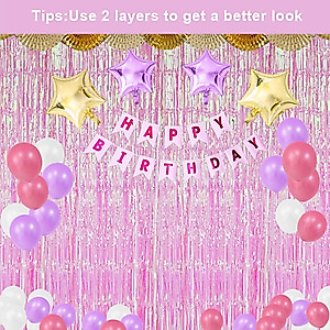 3 Pack Fringe Curtains Party Decorations,Tinsel Backdrop Curtains for Parties,Photo Booth Wedding Graduations Birthday Christmas Event Party Supplies (Rainbow Pink)