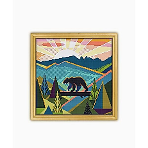 Great Smoky Mountains National Park CS418-1 - Counted Cross Stitch KIT#3. Threads, Needles, Fabric, Embroidery Hoop, Needle Threader, Embroidery Clippers and Printed Color Pattern Inside.