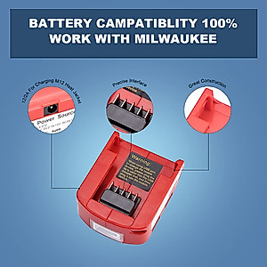 for Milwaukee M18 Battery Adapter, DC Port & 3W LED Work Light & Dual USB Charger Adapter Converter Compatible with Milwaukee Phone Charger 14.4V/18V Battery 49-24-2371 Power Source