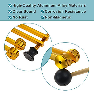 Tuning Fork Set(128Hz, 256Hz, 512Hz), Tuning Fork Instrument for Chakra with Hammer, Storage Bag and Cleaning Cloth, Gold