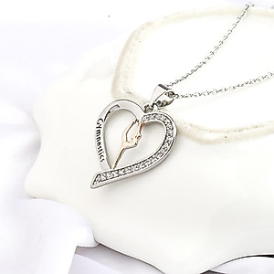 FUSTMW Gymnastist Necklace gifts Gymnast Pendant Jewelry Gymnastics Inspirational Team Gifts for Gymnast Women (Silver)