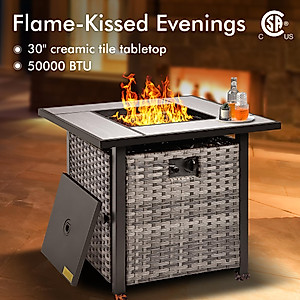 XIZZI 5 Pieces Outdoor Wicker Patio Furniture Set, All-Weather Rattan Conversation Set with Cushions, Ideal for Garden, Patio, or Backyard, Grey Wicker Grey Cushion