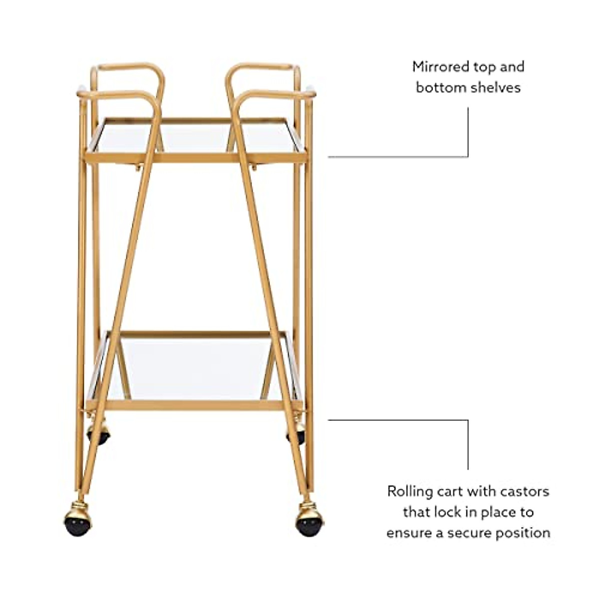 Linon Gina Mid-Century Bar Cart, Gold