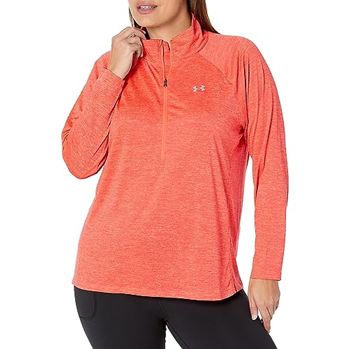 Under Armour Womens Tech Half Zip Twist, (628) Beta/Pomegranate/Metallic Silver, 2X