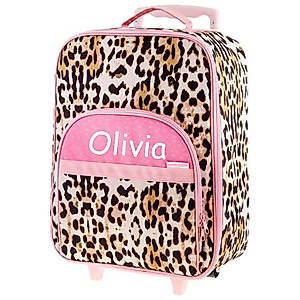 Stephen Joseph Kids Luggage - Personalized Carry On Luggage - Animal Print Travel Bag - All Over Print Rolling Bag with Custom Name