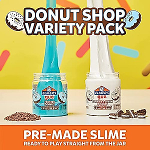 Elmer's GUE Premade, Donut Shop Variety Pack, Scented, Includes Fluffy, Glossy Blue, Slime Add-Ins, 2 Count